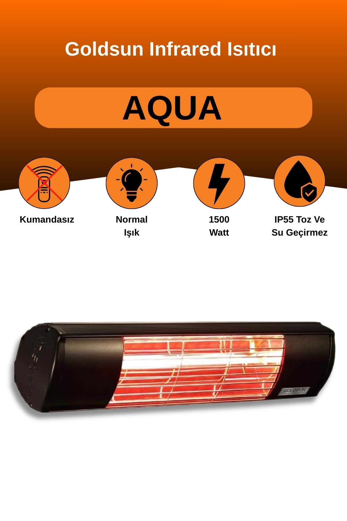 Goldsun Aqua GSA15 1500W Black Color Water Resistant Electric Infrared ...